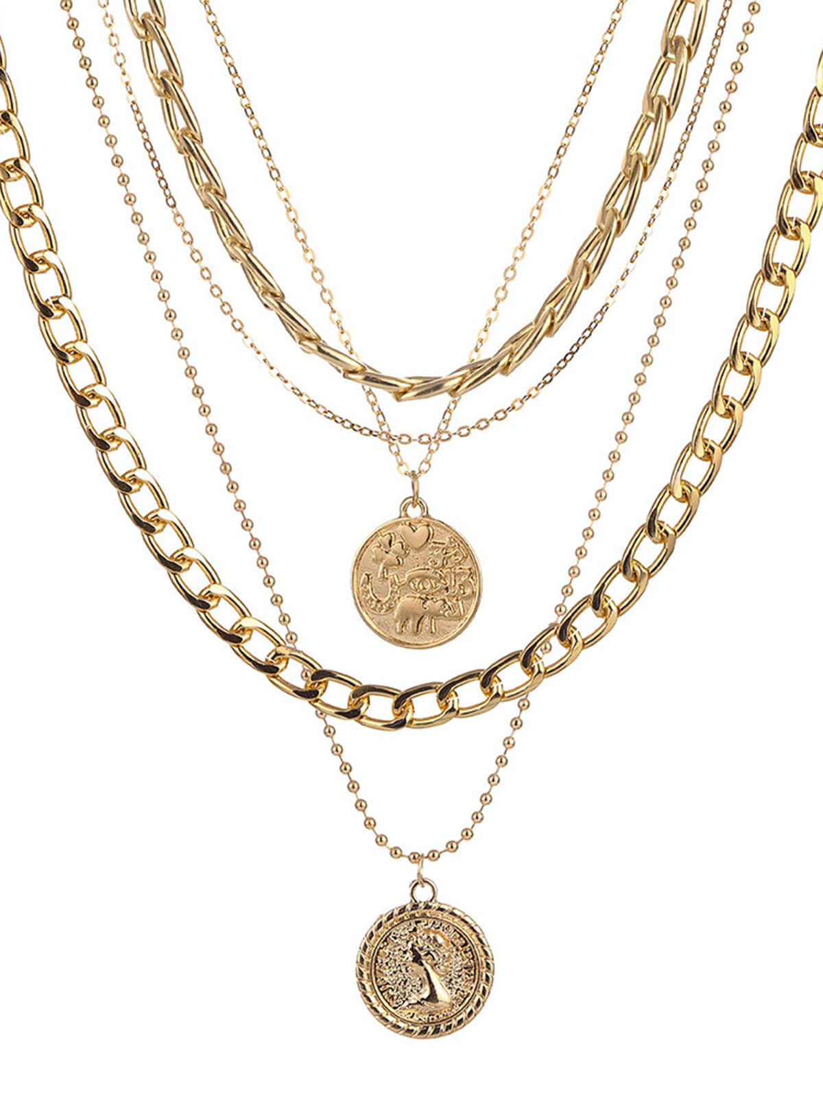 Vintage Coin Chains Layered Necklaces – Evshp